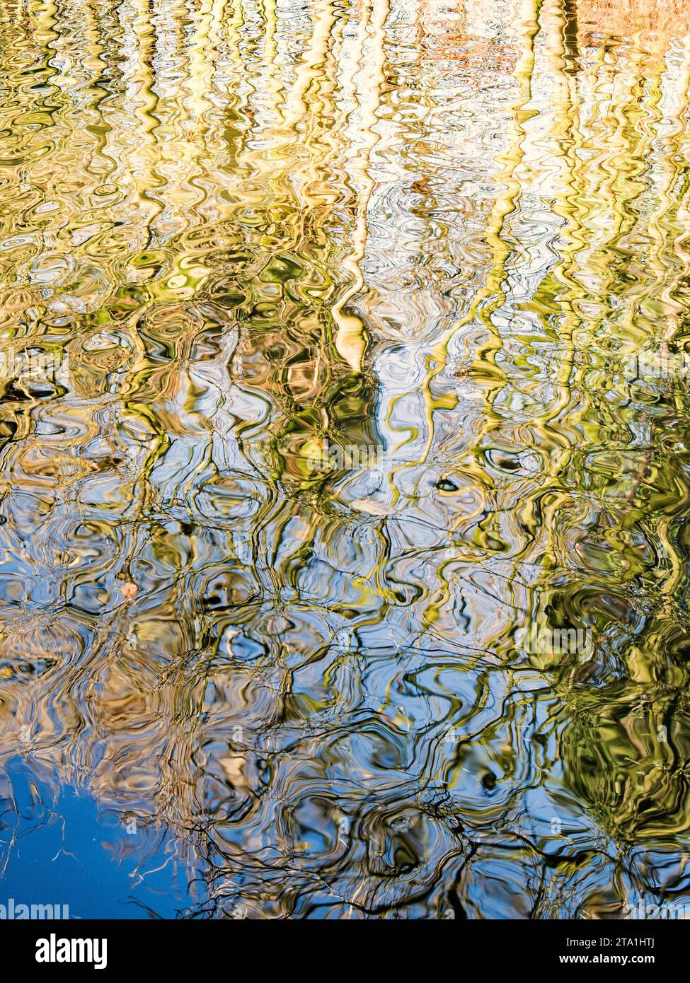 An abstract art photographic image based on reflections on water and a ...