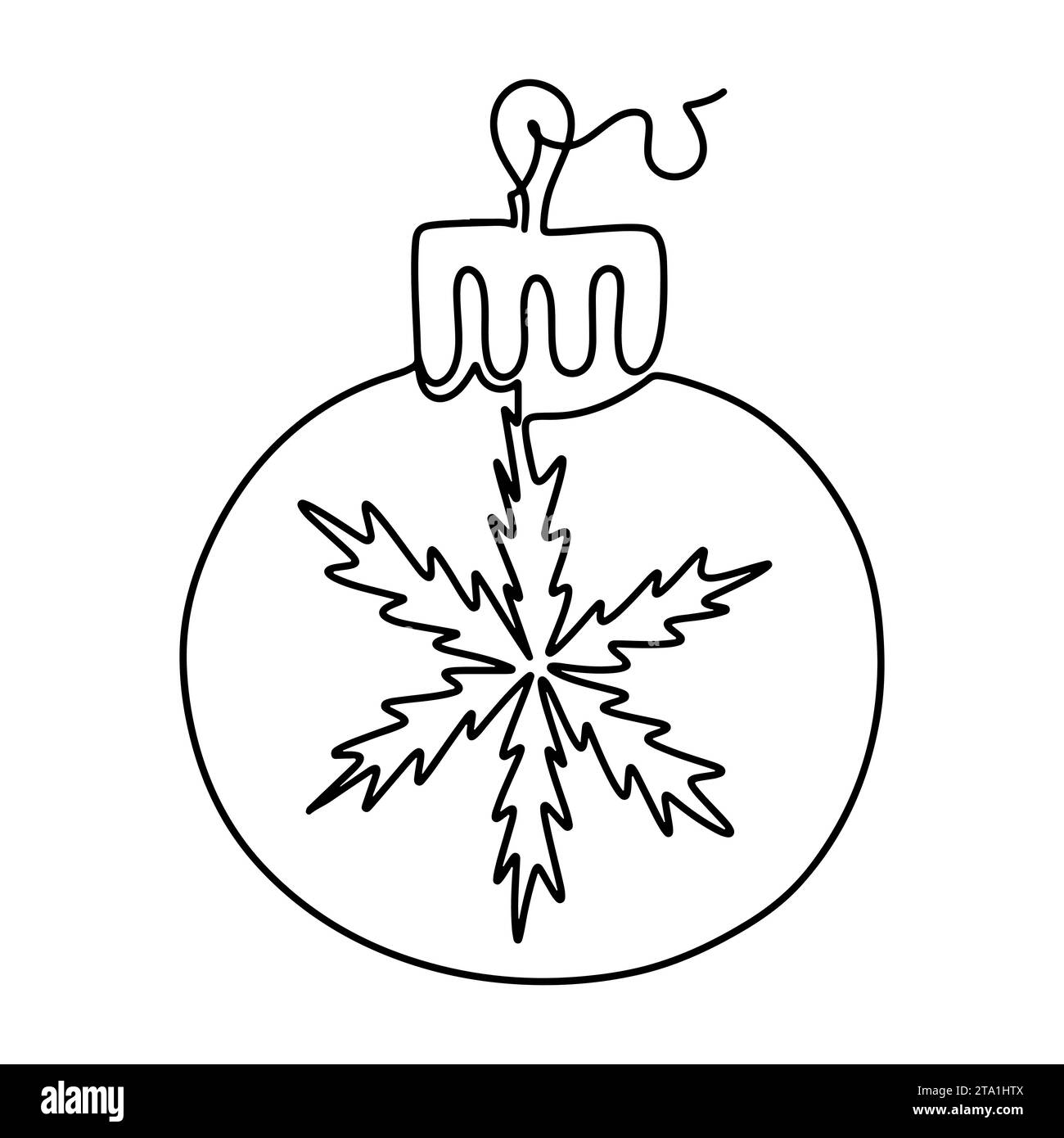 Christmas bauble in single line style. One continuous line drawing ...