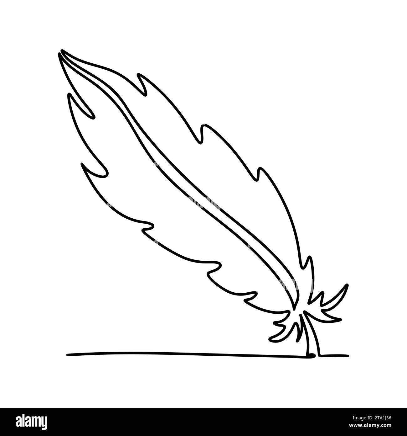 Feather in single line style. One continuous line drawing. Vector ...