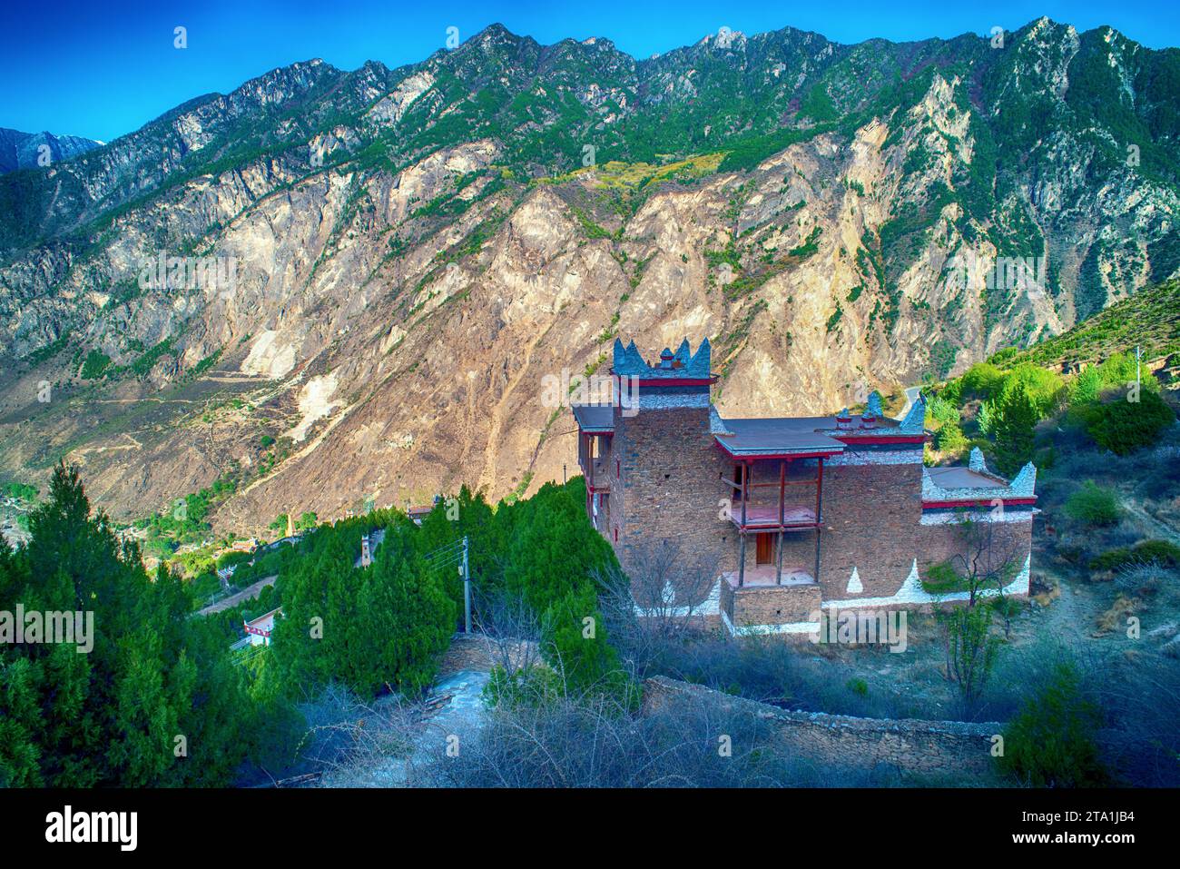Danba County, Sichuan Province China. Zhonglu Township, Architectural ...