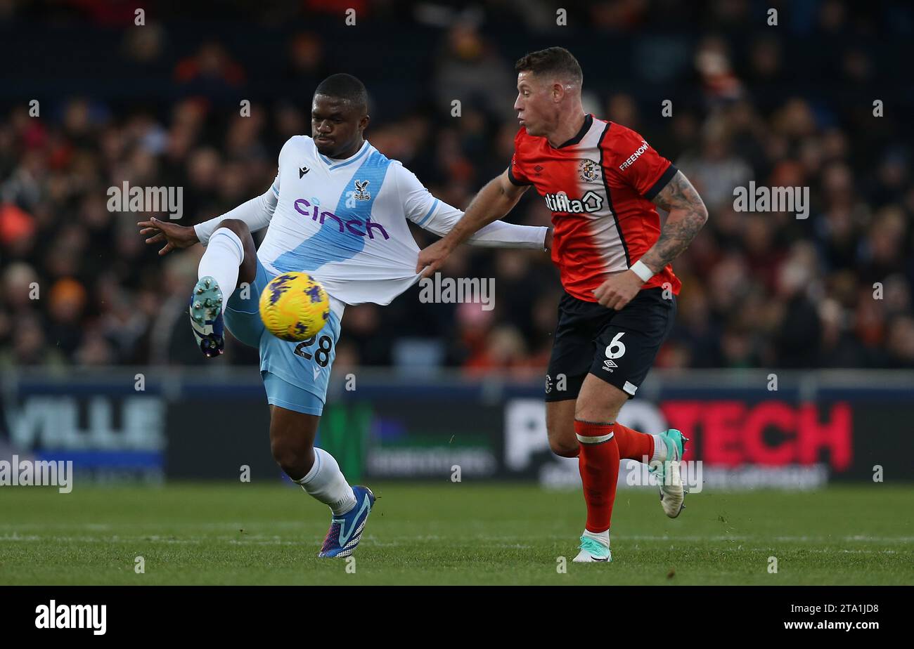 Cheick Doucoure of Crystal Palace battles Ross Barkley of Luton Town ...