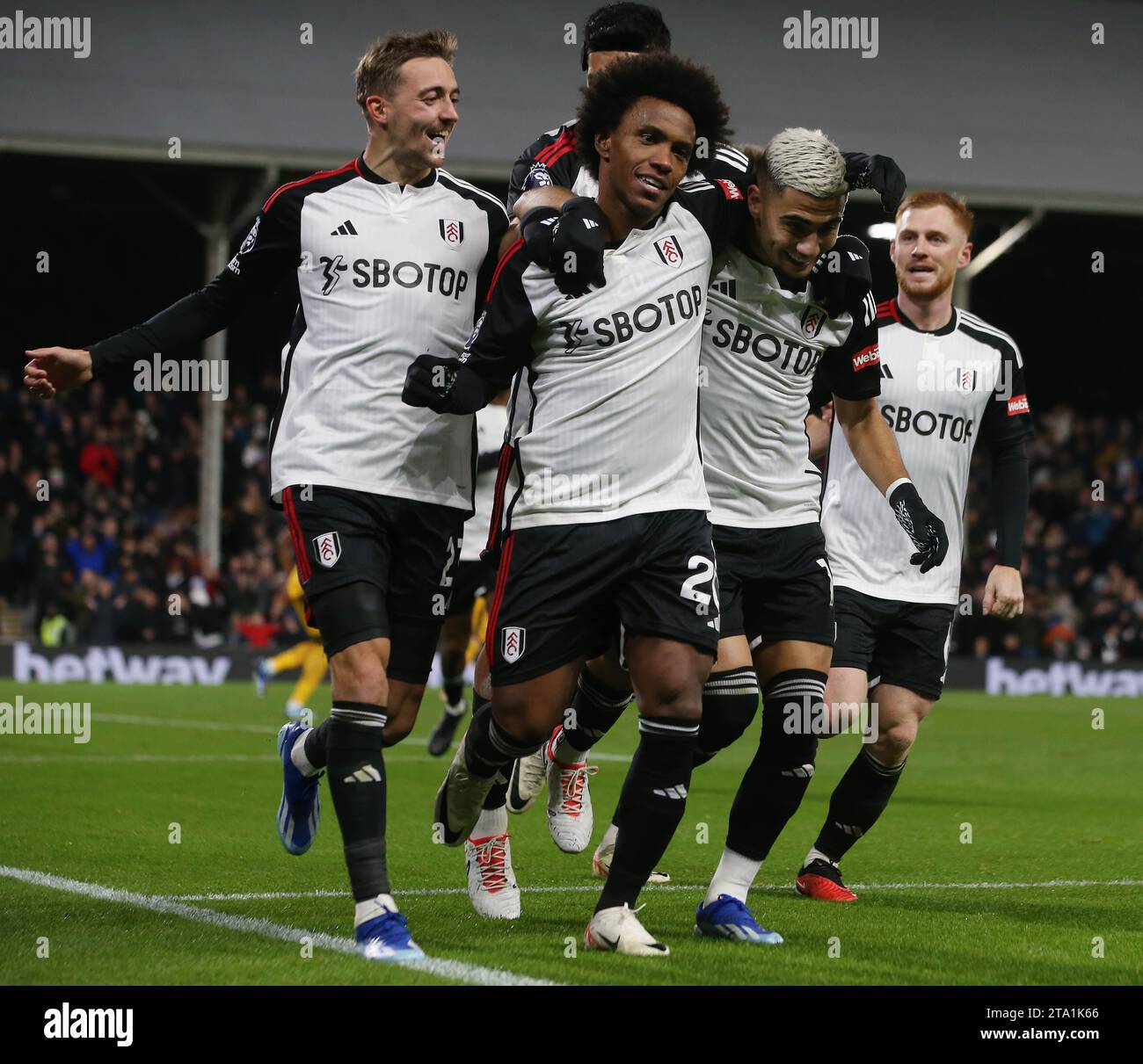 GOAL 2-1, Willian of Fulham goal celebration after scoring a penalty ...