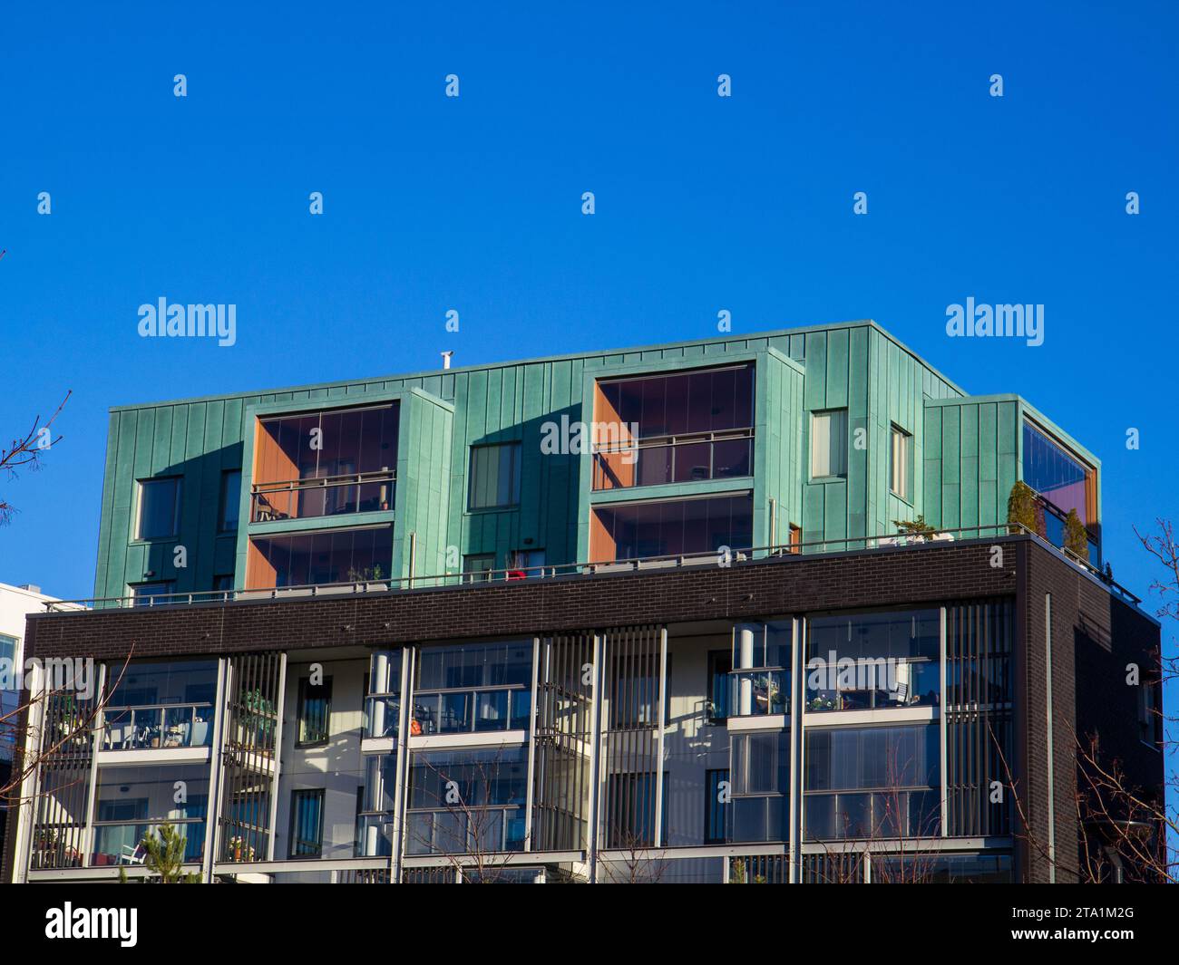 New residential townhouses. Modern apartment buildings. Modern complex ...