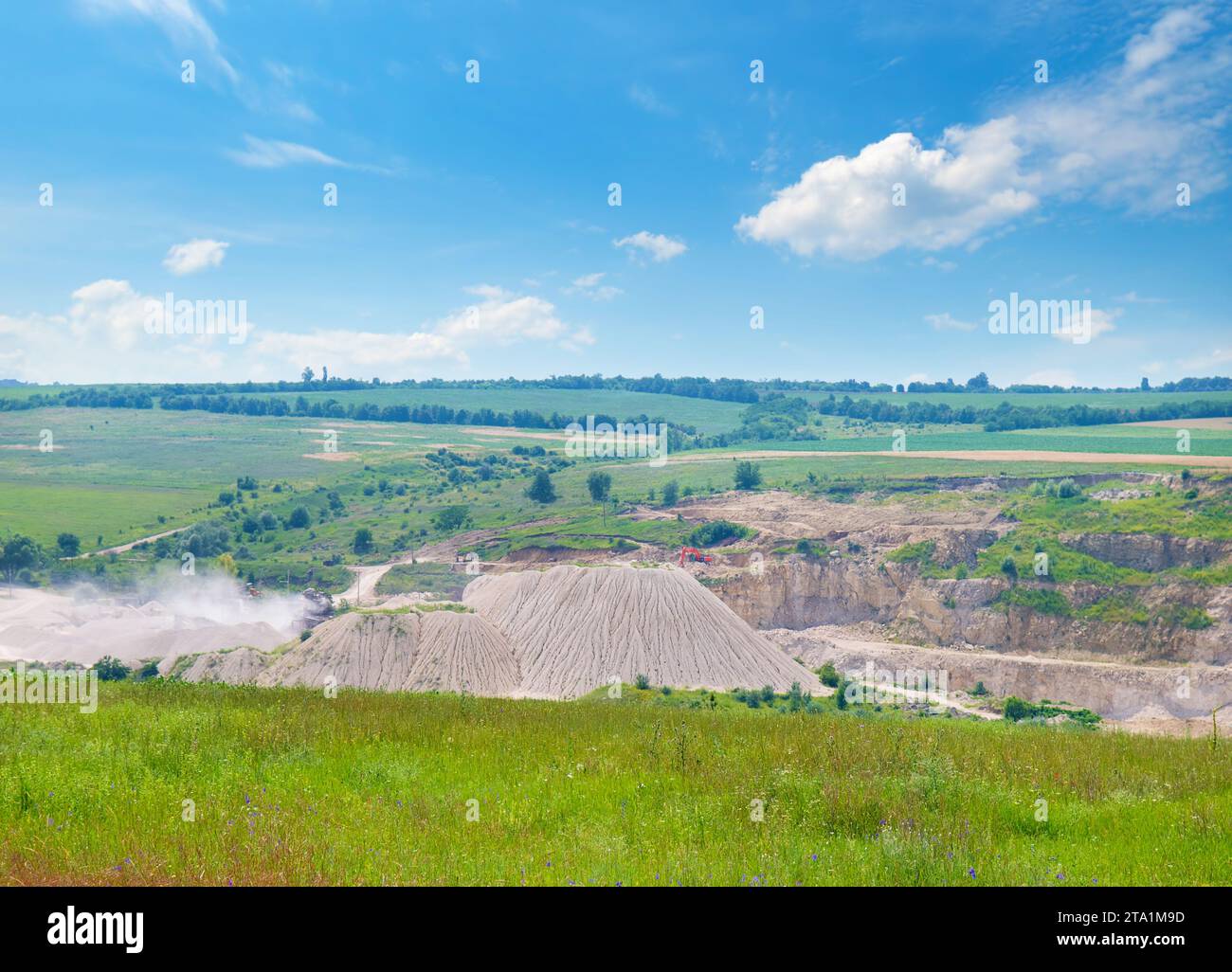 Limestone extraction by quarry method. Landscapes of Moldova Stock ...