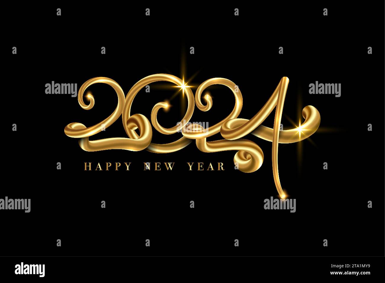 Happy new year 2024 banner. Golden luxury text 2023 Happy Holiday Gold ...
