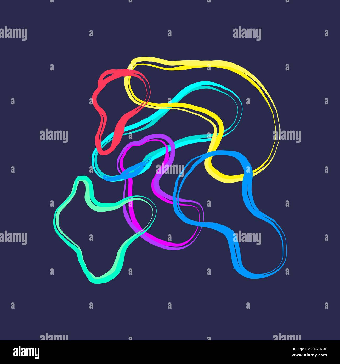 Doodle Vector composition in Vibrant, saturated neon colors. hand drawn ...