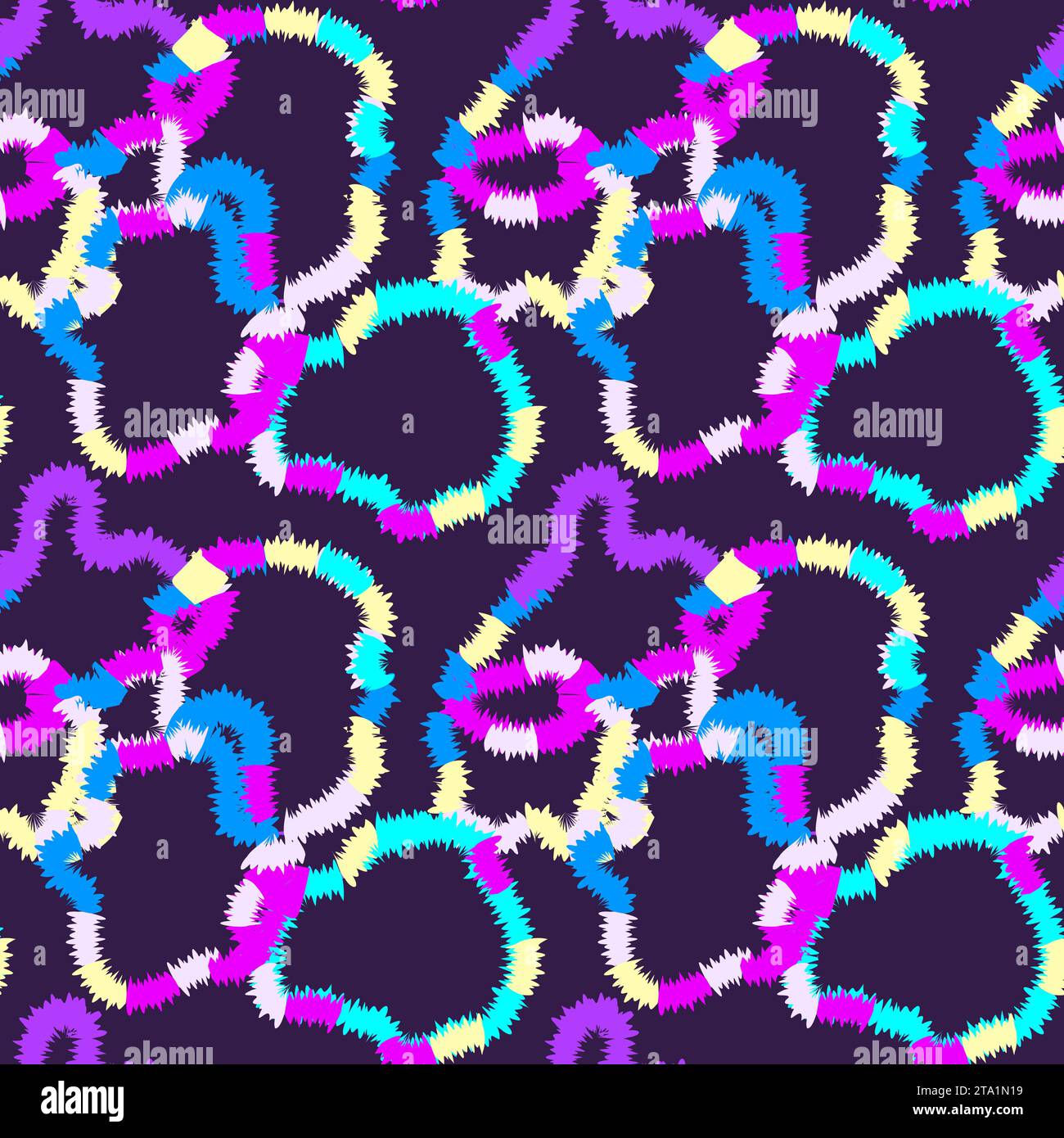 Doodle Vector Seamless Pattern in Vibrant, saturated neon colors. hand ...