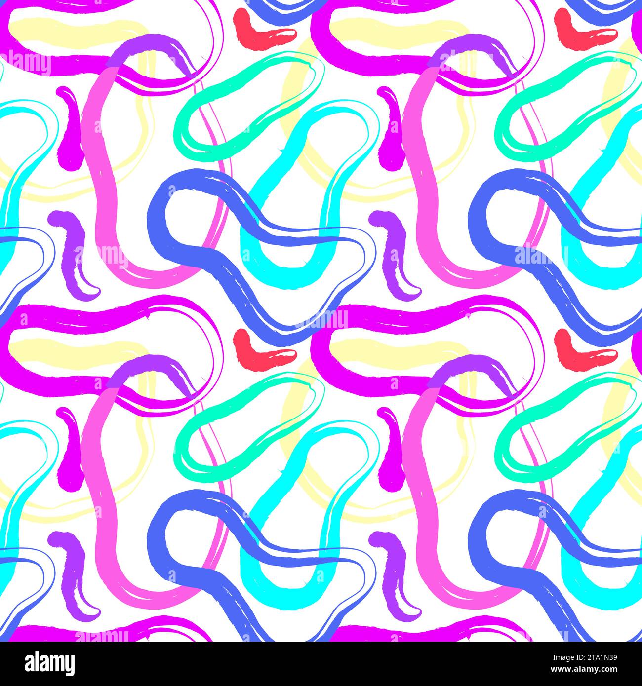 Doodle Vector Seamless Pattern in Vibrant, saturated neon colors. hand ...