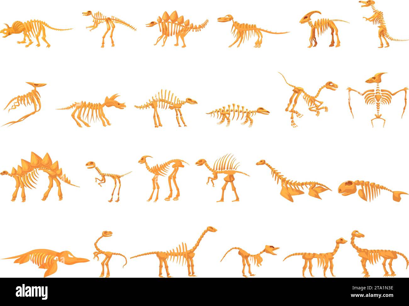 Dinosaur skeleton icons set cartoon vector. Pedestal fossil ancient ... Dinosaur skeleton icons set cartoon vector. Pedestal fossil ancient ...