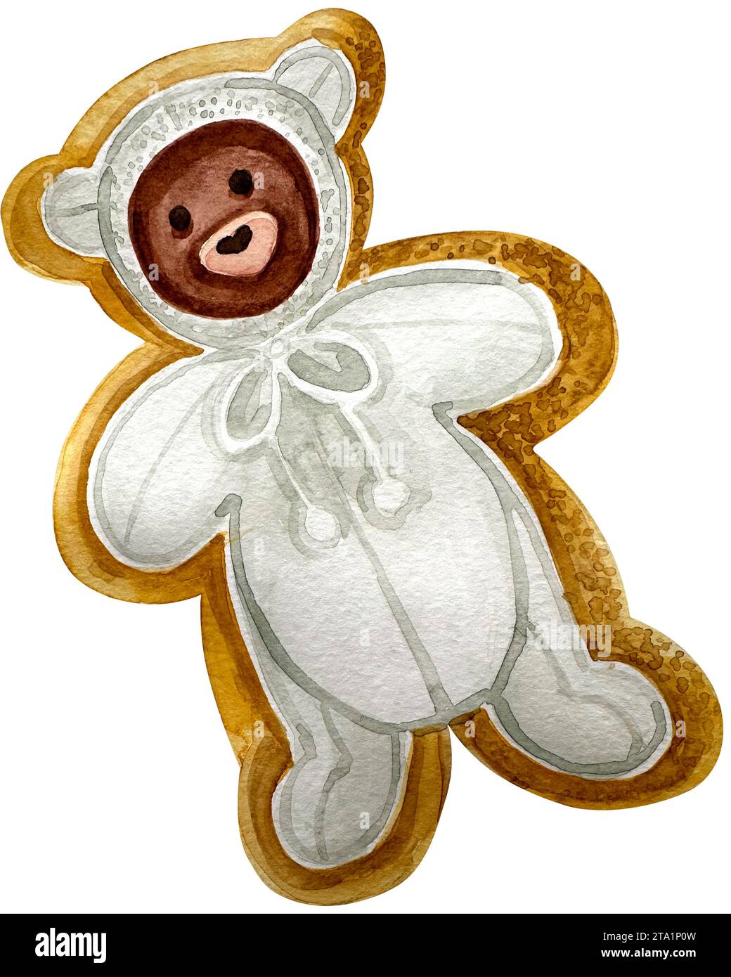 Watercolor christmas gingerbread, gingerbread bear food for the winter ...