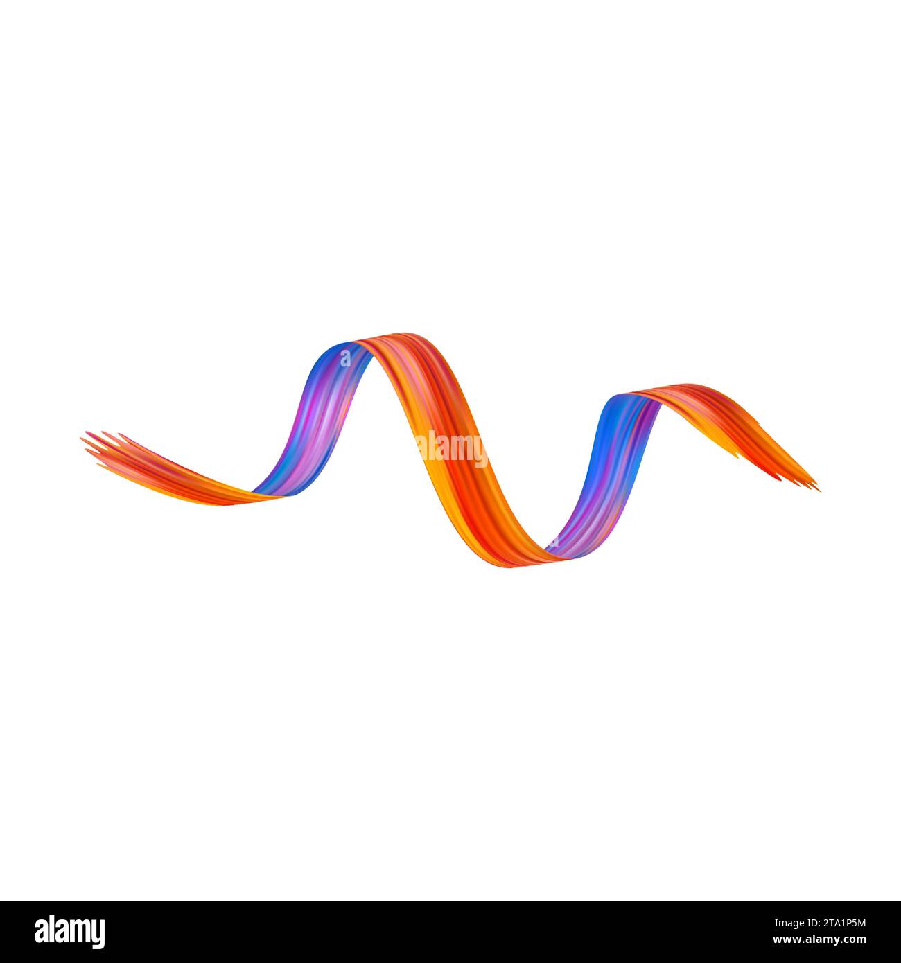 3d Brushstroke multicolor gradient texture brush ribbon isolated on white. abstract colorful ...