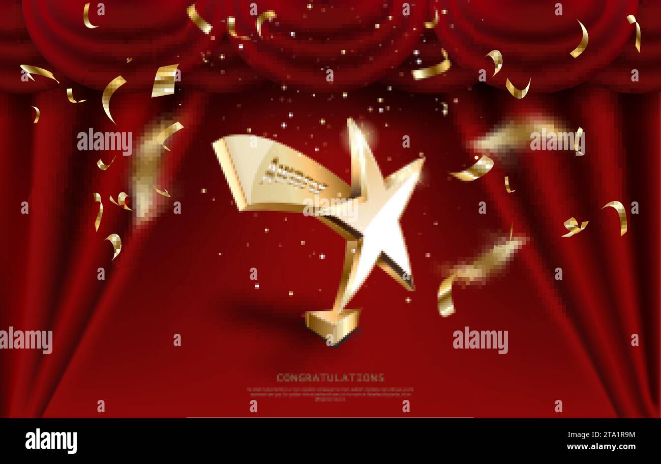 Award ceremony background with 3d gold star element and glitter light ...