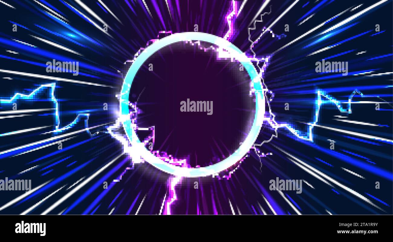 Thunderbolt electricity lightning power effect ball round shape vector ...