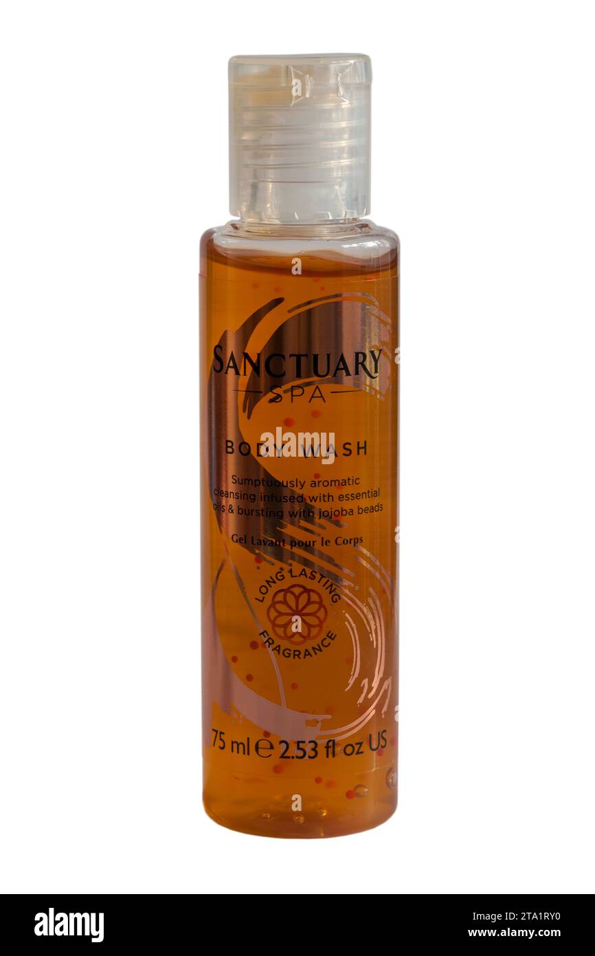 Sanctuary Spa body wash isolated on white background Stock Photo - Alamy