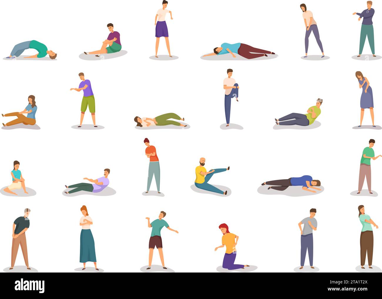 Convulsions icons set cartoon vector. Medical woman aid. Injury ...