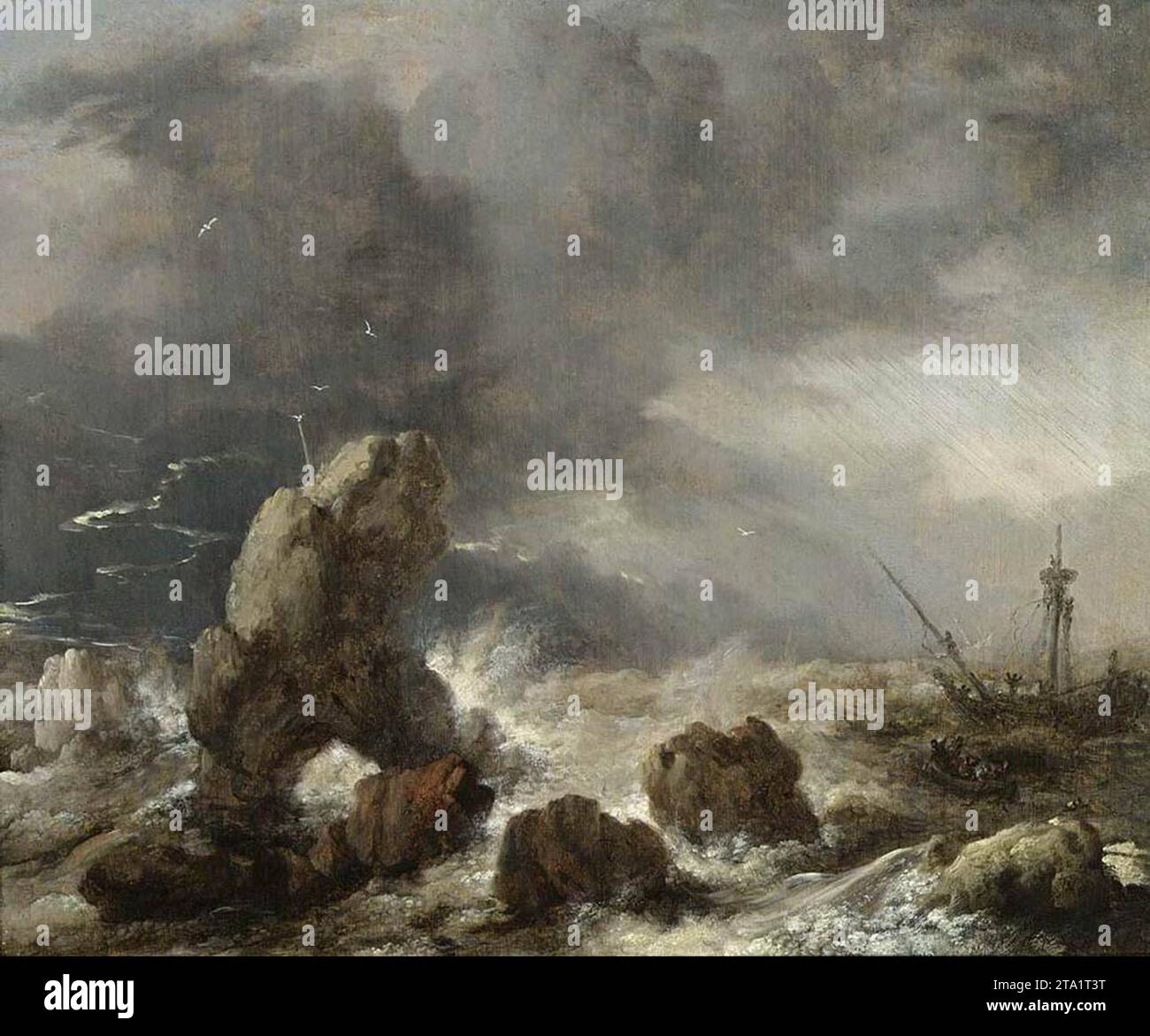 Ships Foundering in Stormy Seas 1650s by Philips Wouwerman Stock Photo ...