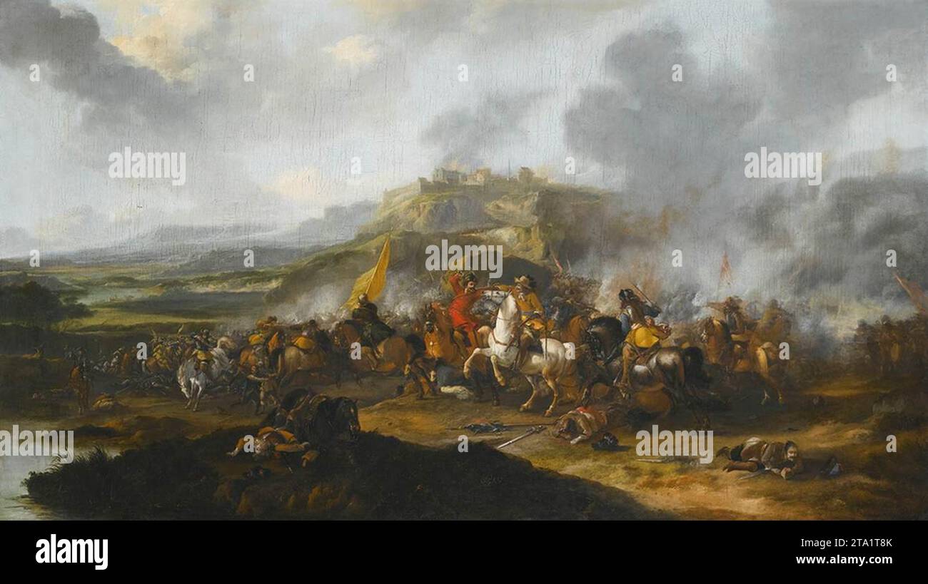 A Cavalry Battle before a Fortified Hill-Town - by Pieter Wouwerman ...