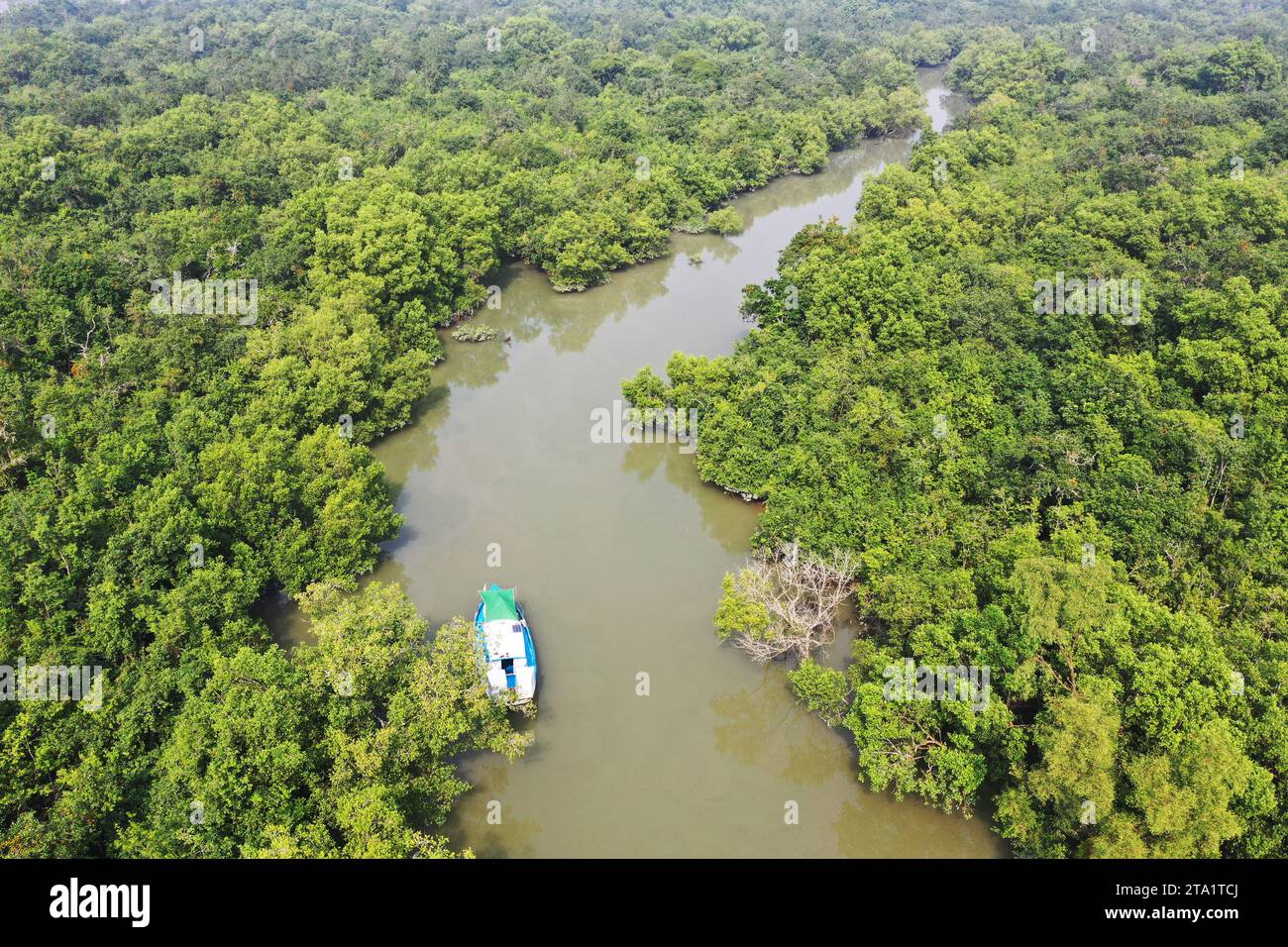 Khulna, Bangladesh - November 24, 2023: Aerial view of the Sundarban ...