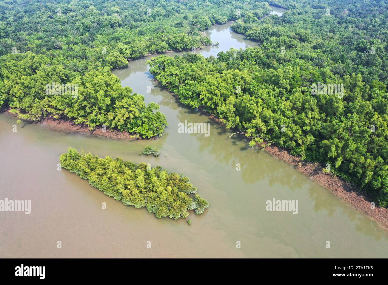 Khulna, Bangladesh - November 24, 2023: Aerial view of the Sundarban ...