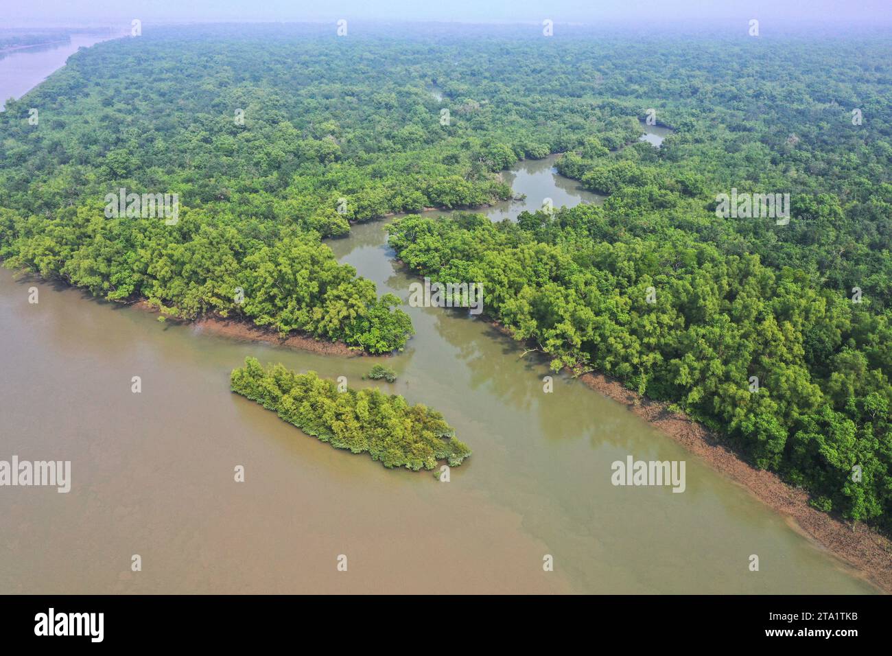 Khulna, Bangladesh - November 24, 2023: Aerial view of the Sundarban ...
