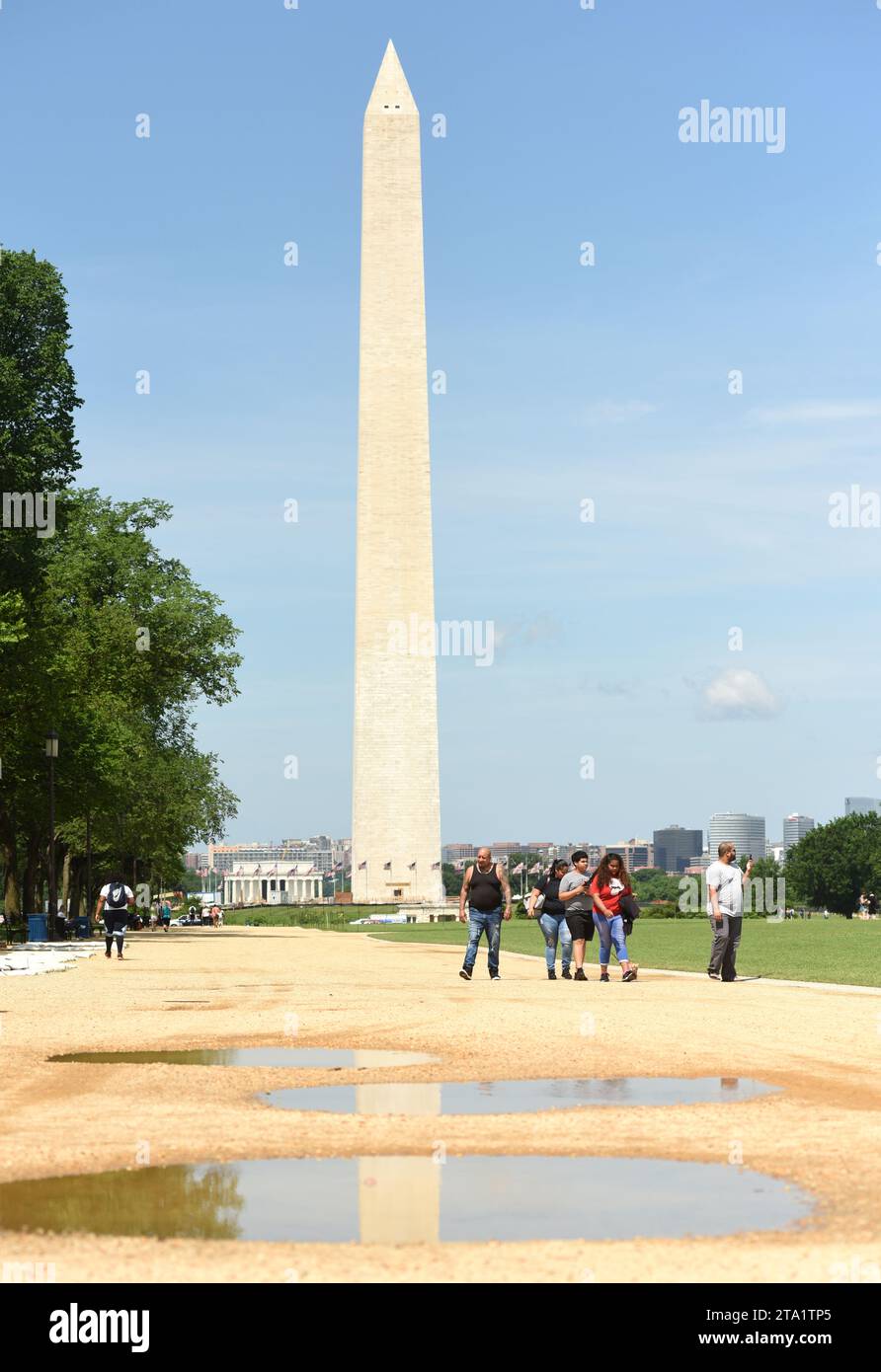 Washington, DC - June 01, 2018: People at National Mall and Washington ...