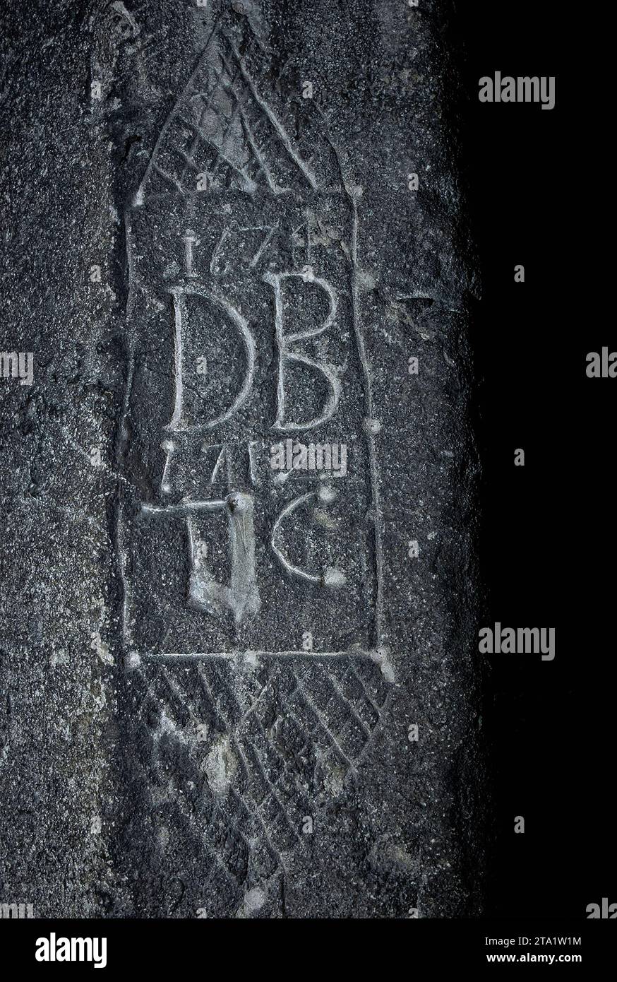 Incised graffiti from the late 1600s and early 1700s on the stone ...