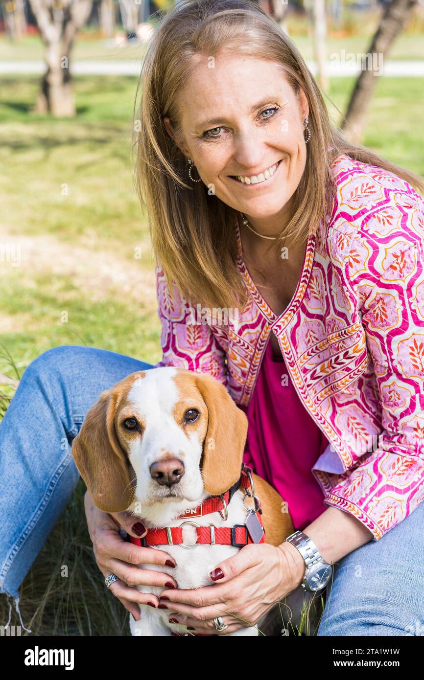 Woman dog fun outdoors hi-res stock photography and images - Alamy