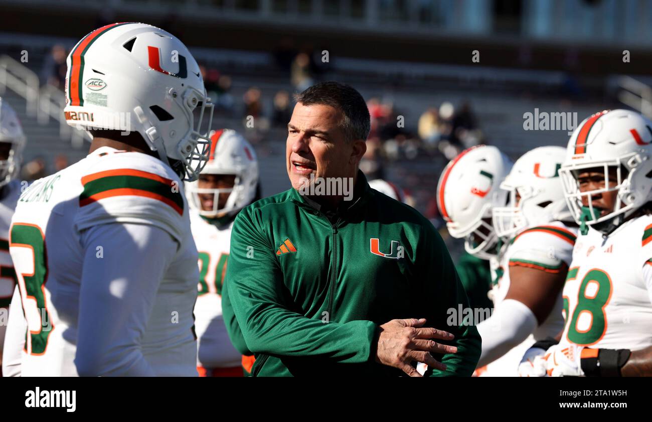 Miami football head coach Mario Cristobal before an NCAA college ...