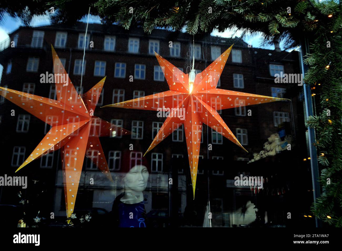 Copenhagen, Denmark /28 November 2023/.Window decoared with christmas ... Copenhagen, Denmark /28 November 2023/.Window decoared with christmas ...