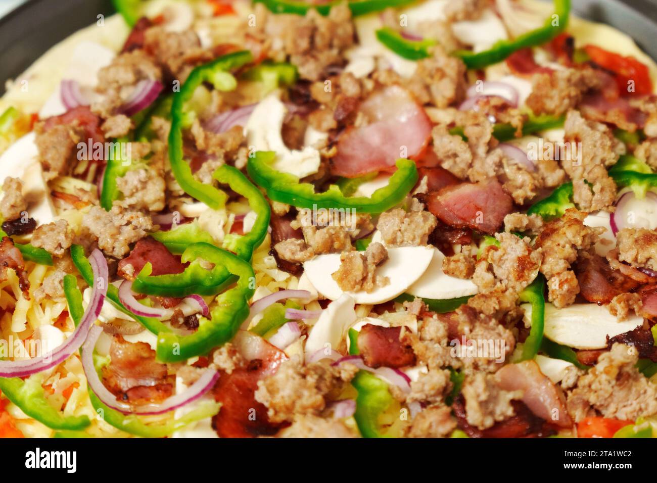 Raw homemade St Louis Style Pepperoni Pizza. No yeast, lots of bacon ...