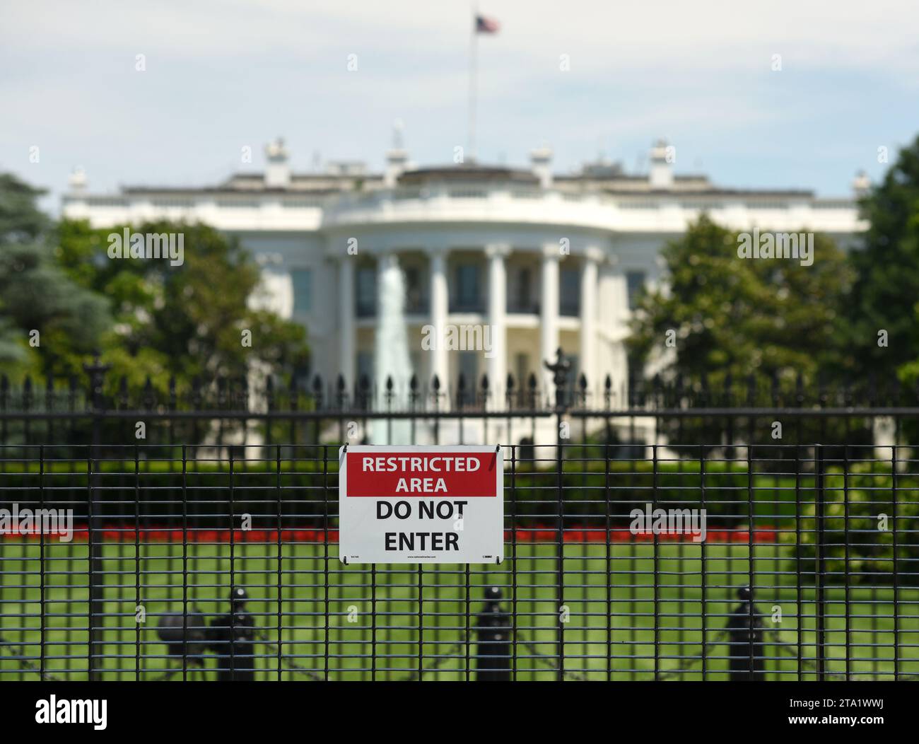 Washington, DC - June 01, 2018: Sign with the inscription 'RESTRICTED ...