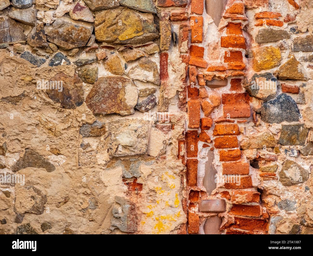 Stone and brick wall background taken on Portugal Stock Photo - Alamy