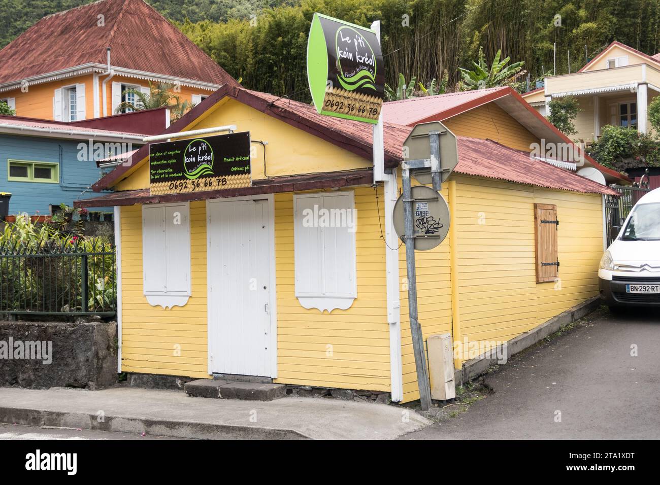 Le Petit Coin Kréol, craft shop with yellow walls in the village of ...
