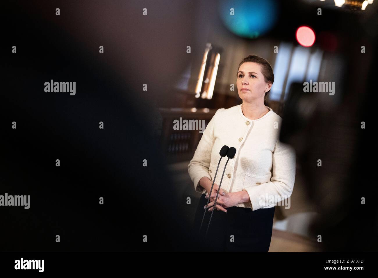 Prime Minister Mette Frederiksen (Social Democrats) meets the press ...