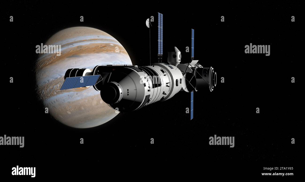 Space station in Jupiter's orbit Stock Photo - Alamy