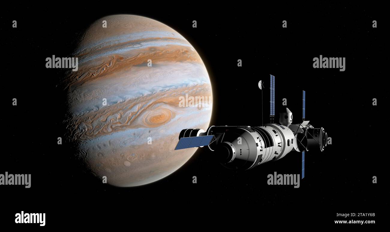 Space station in Jupiter's orbit Stock Photo - Alamy