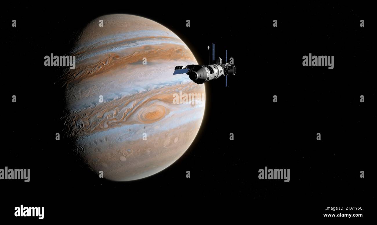 Space station in Jupiter's orbit Stock Photo - Alamy