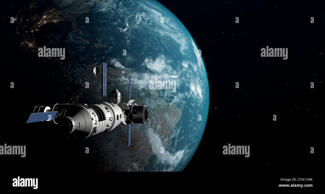Space station in Earth's orbit Stock Photo - Alamy