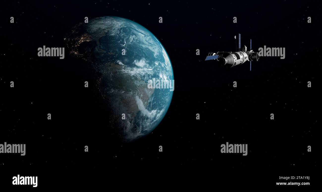 Space station in Earth's orbit Stock Photo - Alamy