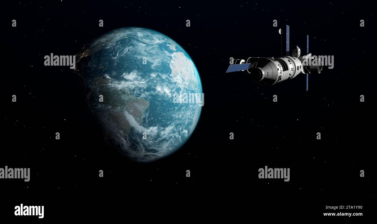 Space station in Earth's orbit Stock Photo - Alamy