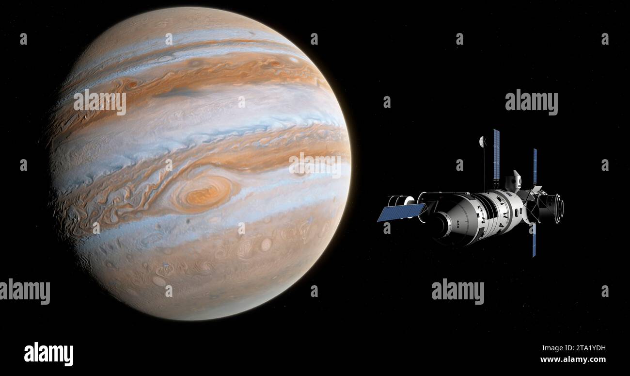 Space station in Jupiter's orbit Stock Photo - Alamy