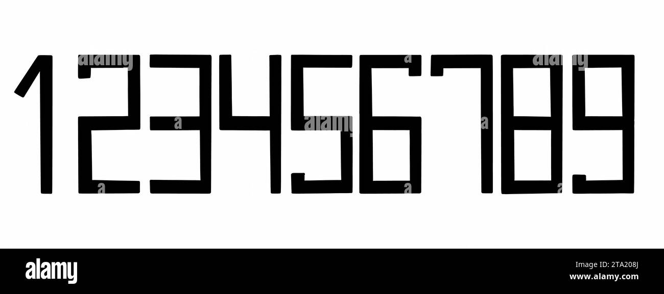 Black digits numbers font from 0 to 9 font collection. Vector ...