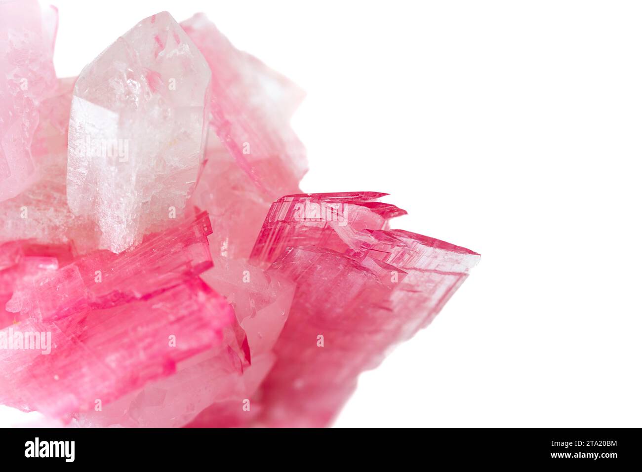 natural rubellite (pink tourmaline) mineral cristals on white ...