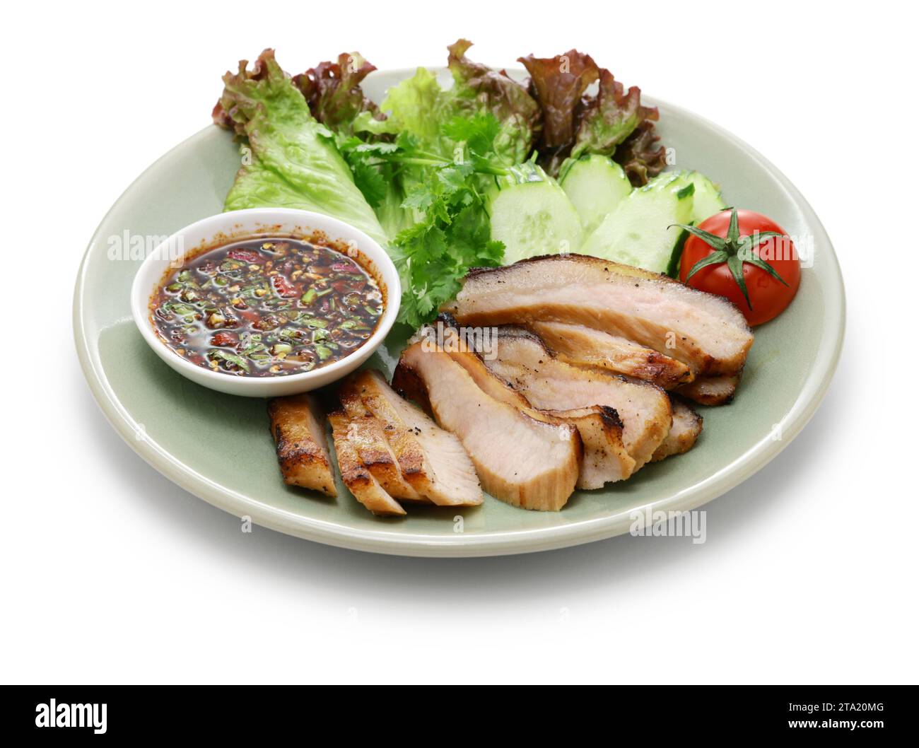 Kor Moo Yang ( charcoal grilled pork jowl meat ), Thai Isan cuisine ...