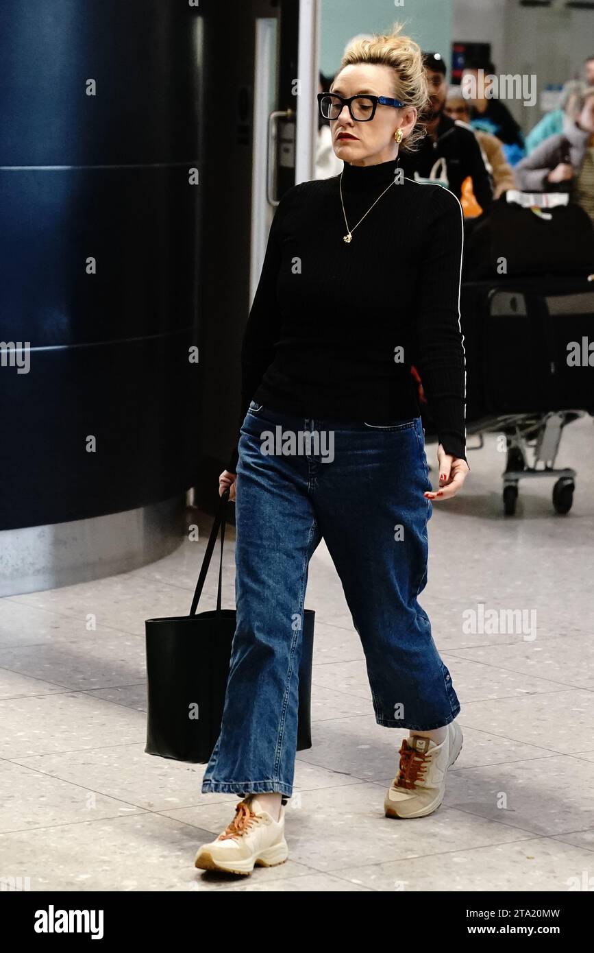 Restaurant critic Grace Dent arrives at Heathrow Airport, London, after ...
