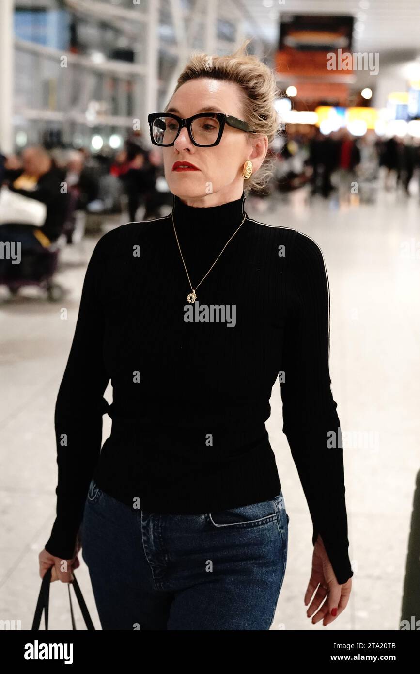 Restaurant critic Grace Dent arrives at Heathrow Airport, London, after ...
