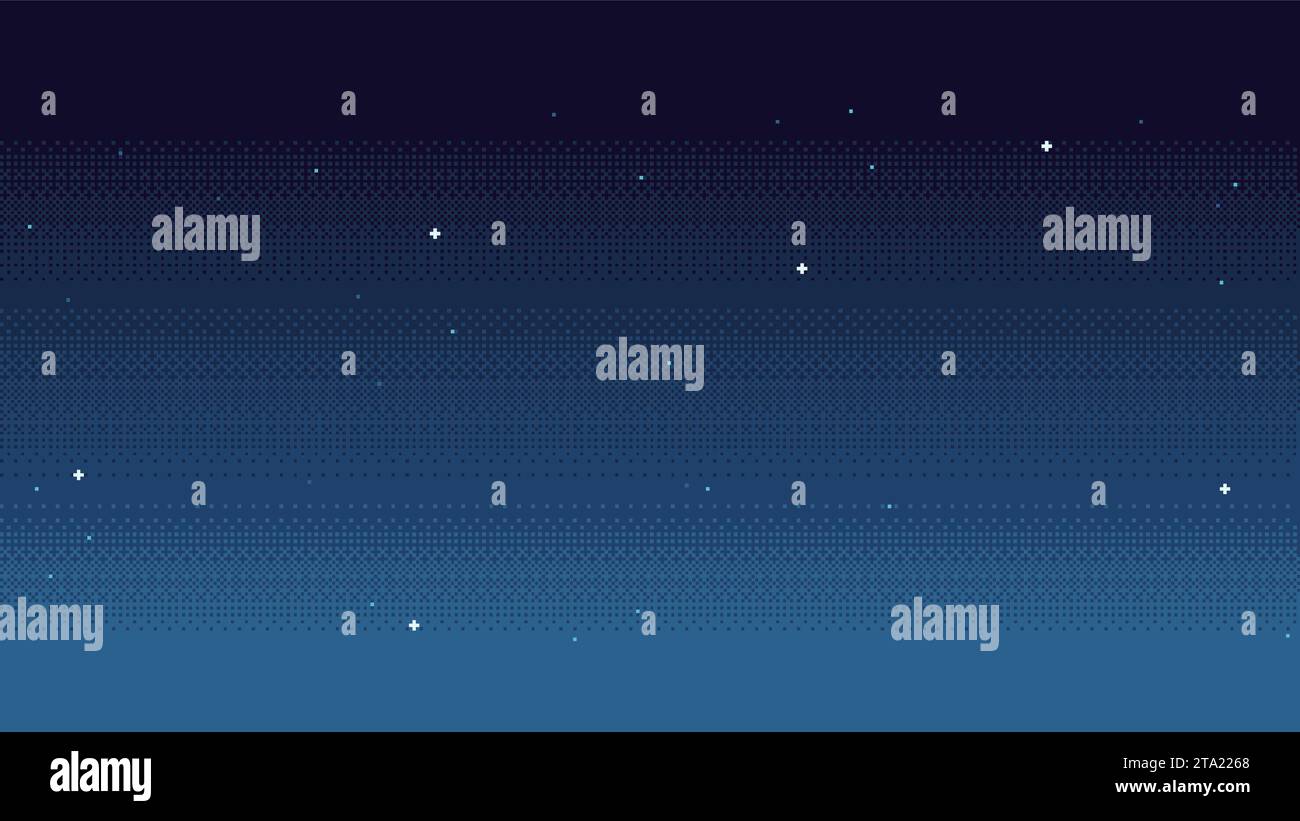 Pixel art night sky background with stars. Seamless backdrop in retro ...