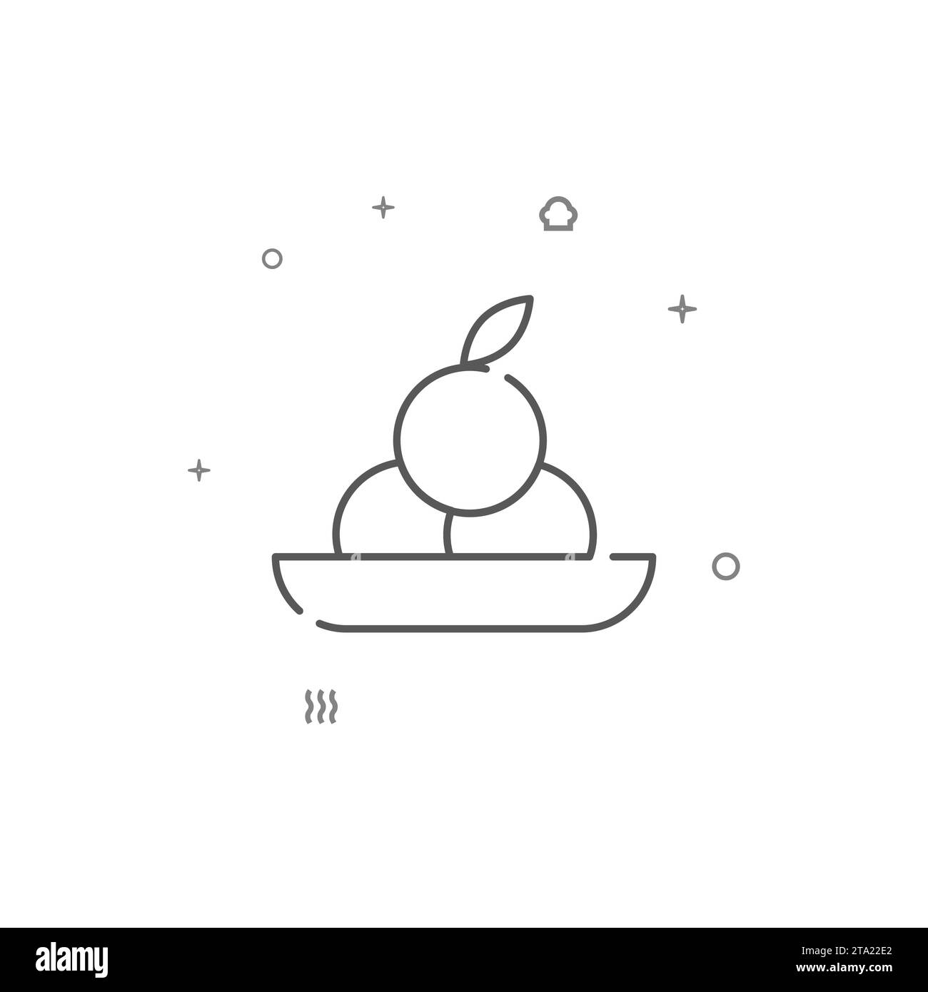 Tray, fruits simple vector line icon. Symbol, pictogram, sign isolated ...