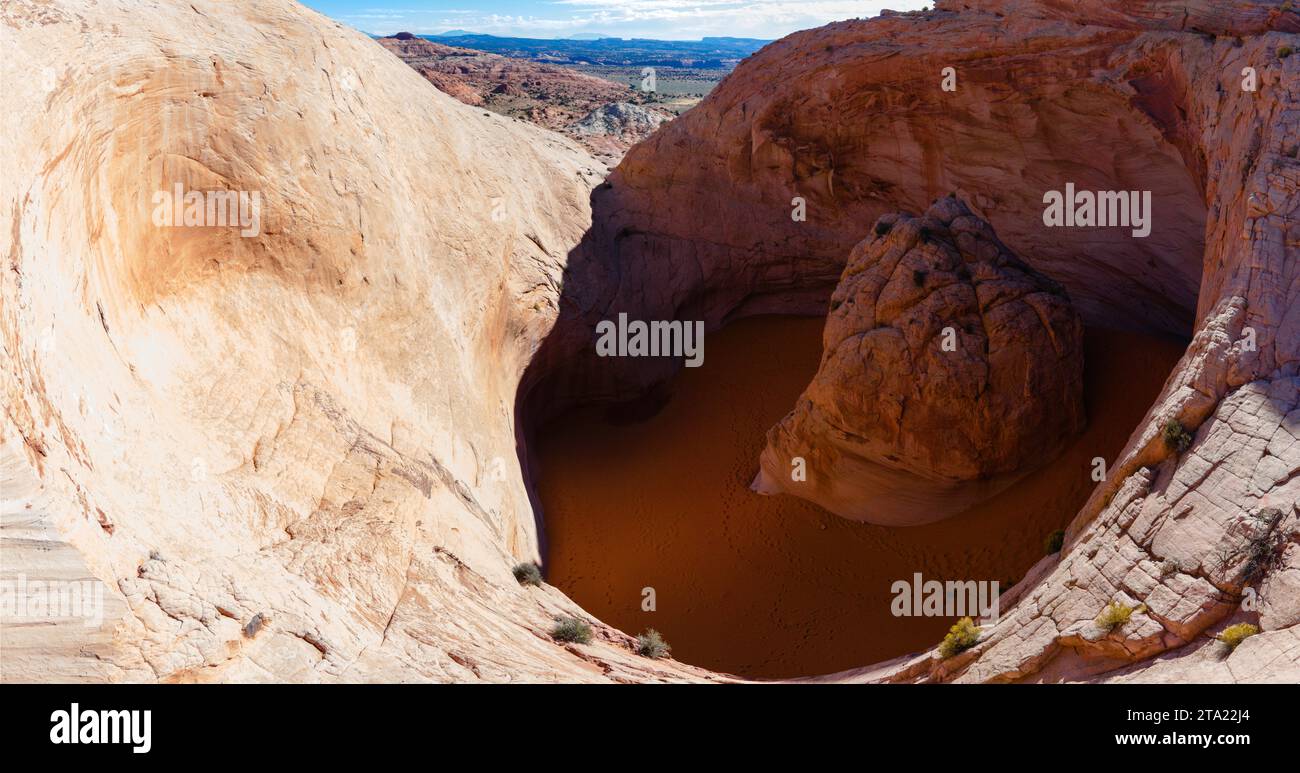Photograph of the Cosmic Ashtray, a uniquely eroded sandstone formation ...