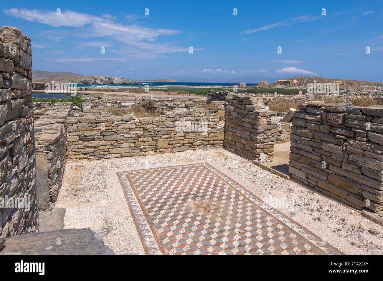 Mosaic floor of the ancient city of Delos, Delos Island, Cyclades ...